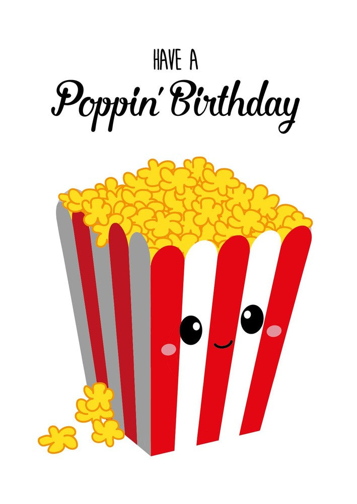 Wenskaart Have a poppin birthday popcorn – Studio Inktvis